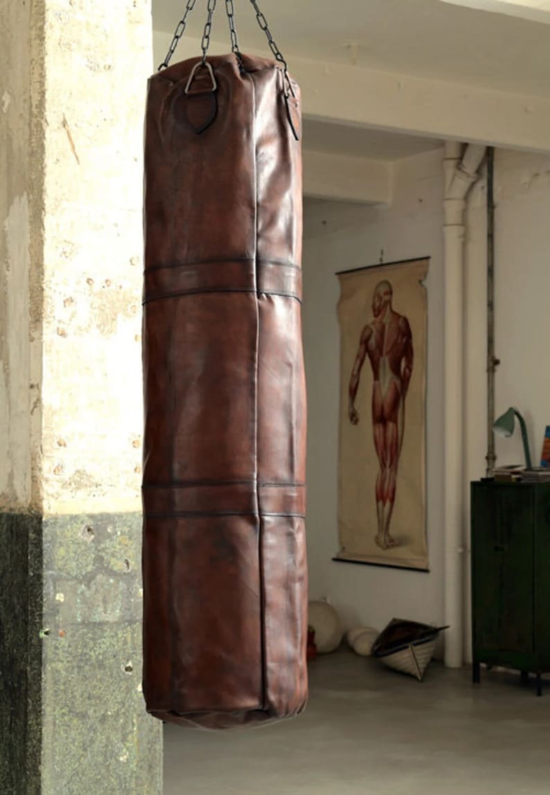 Retro Leather Punching Bag: Handmade Vintage Boxing Decor - Etsy