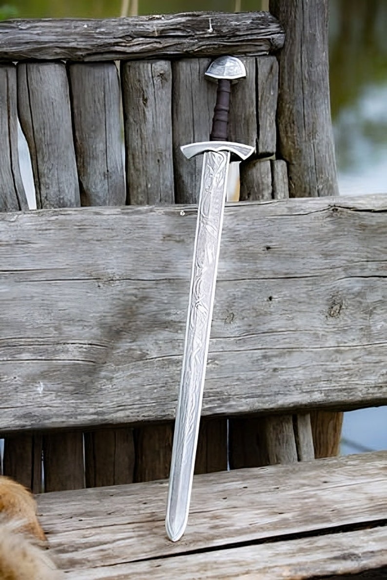 Fantasy Medieval Sword Damascus Steel Battle Sword, Forged Viking ...