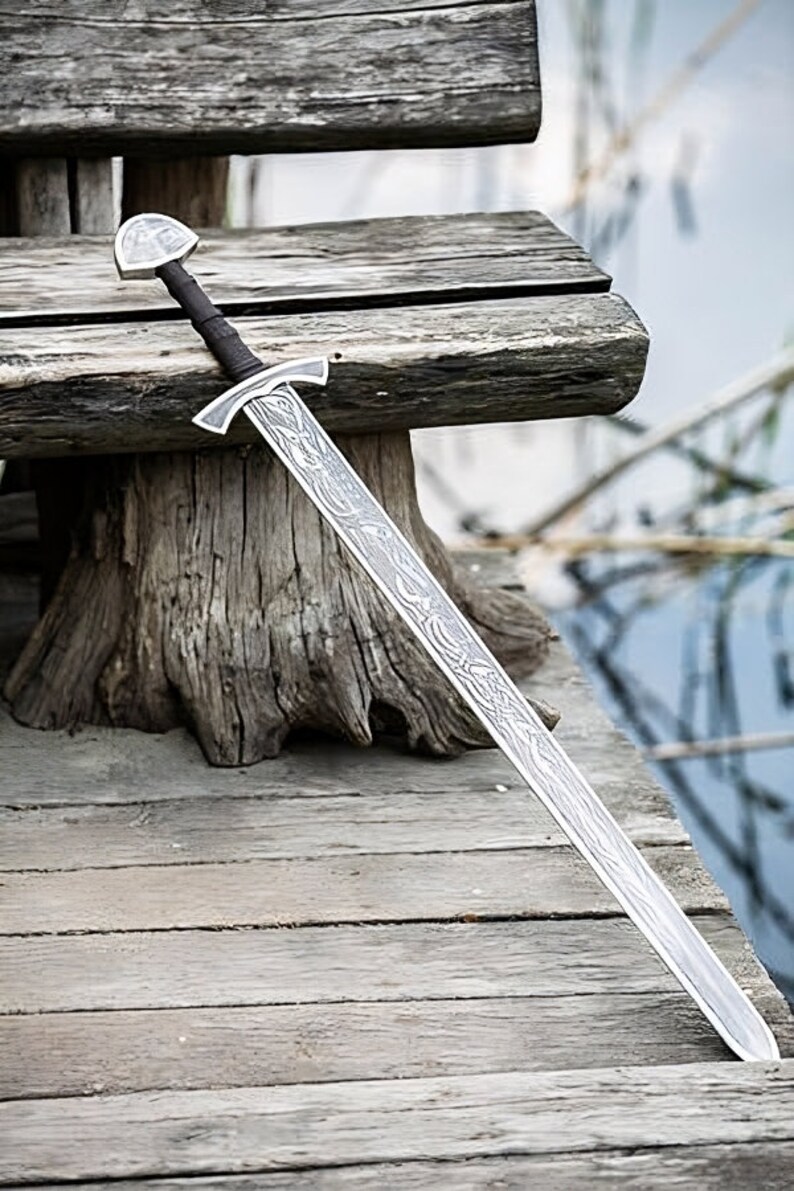 Fantasy Medieval Sword Damascus Steel Battle Sword, Forged Viking ...