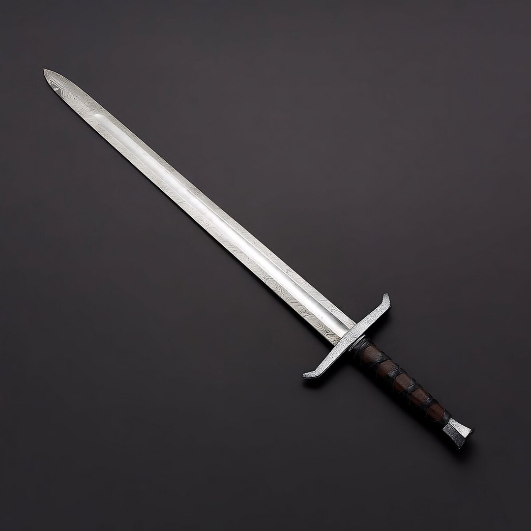 Full Tang Custom Medieval Sword, Viking Damascus Steel Battle Ready ...