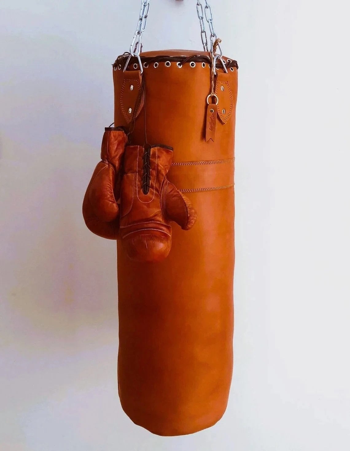 Vintage Training Leather Punching Bag With Retro Style Boxing Gloves - Etsy