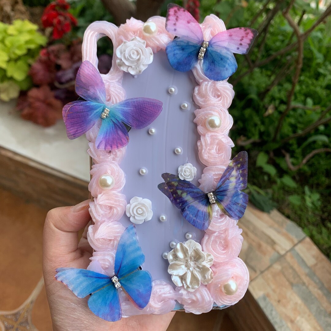Handmade Purple Butterfly Decoden Phone Case for All Brand | Gift for ...