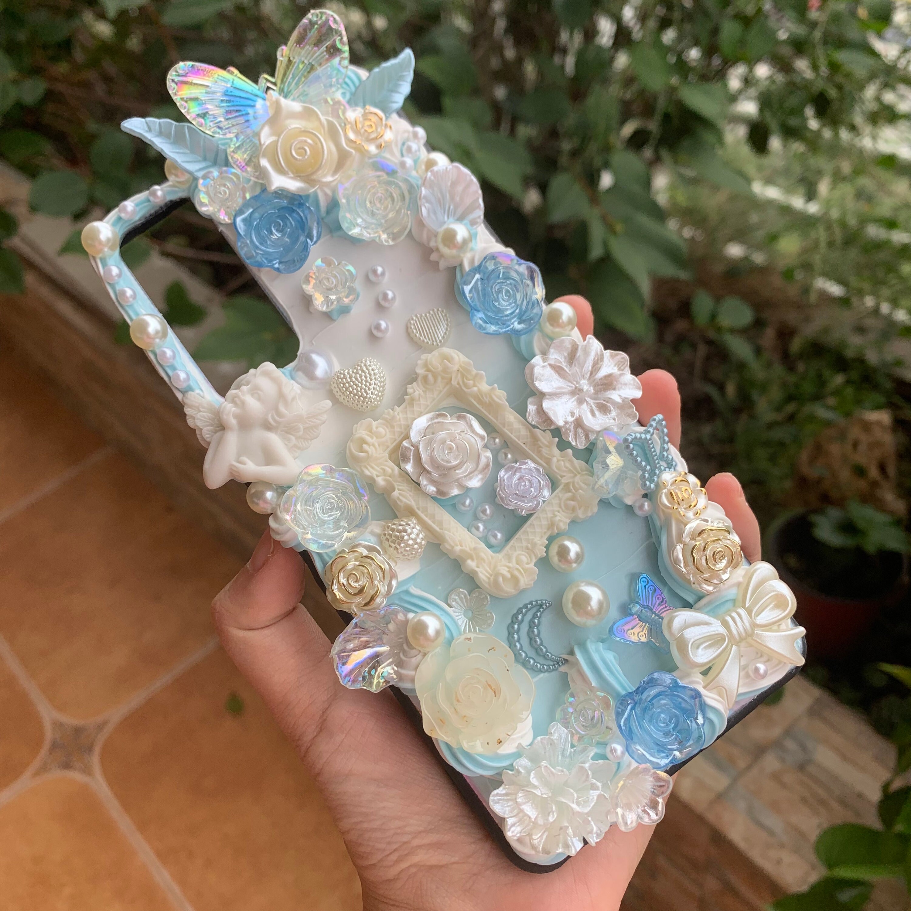 Handmade Blue Baroque Style Decoden Phone Case | Phone Case | Gift for ...