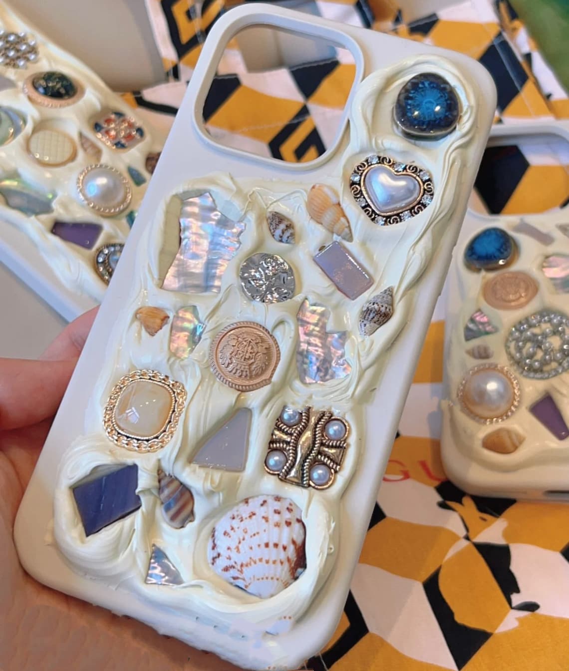 Handmade Pearls and Shell Phone Case Memor Style Decoden - Etsy