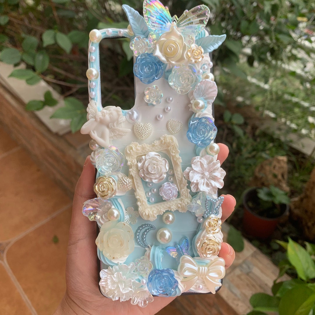 Handmade Blue Baroque Style Decoden Phone Case | Phone Case | Gift for ...