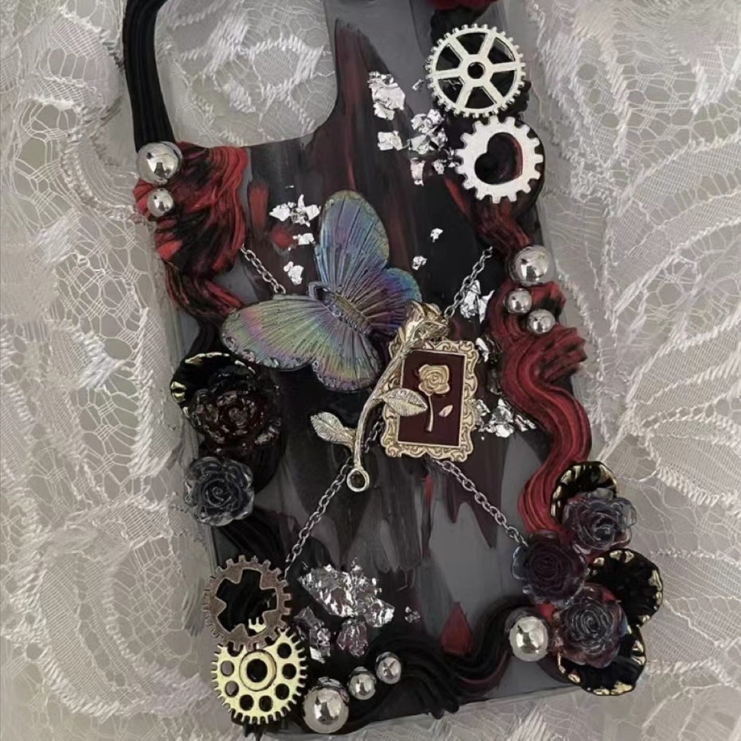 Gothic Butterfly and Chain Decoden Phone Case | Gift for Her | Phone ...