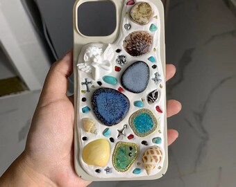 Handmade Natural Shell and Stone Decoden Phone Case Fashion Design ...