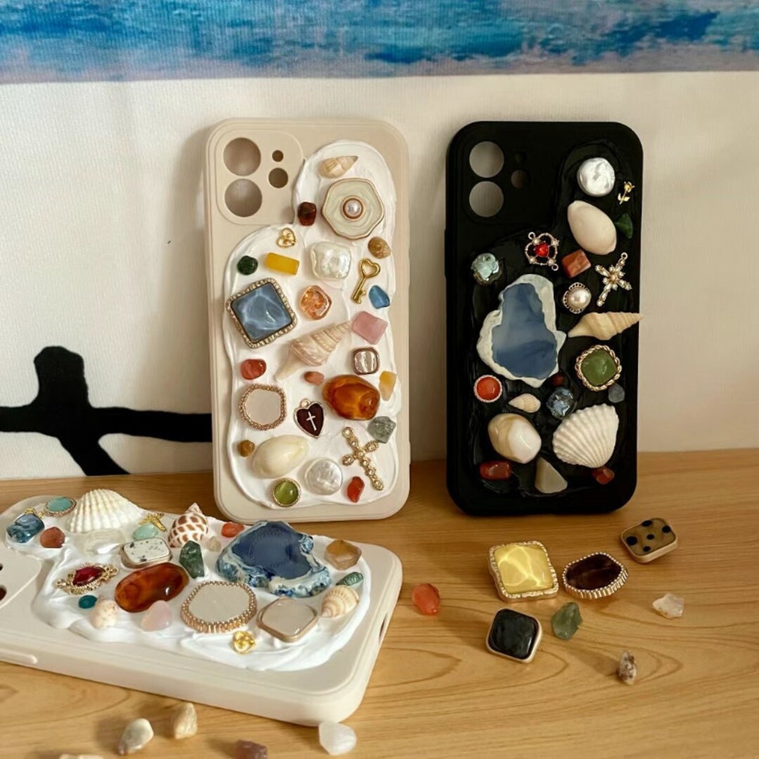 Handmade Shell and Stones Decoden Phone Case for All Brand | Gift for ...