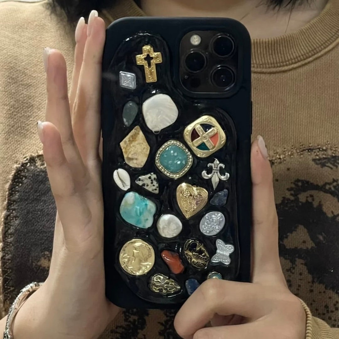 Handmade Stone and Shell Decoden Phone Case | Mosaic Style Decoden ...