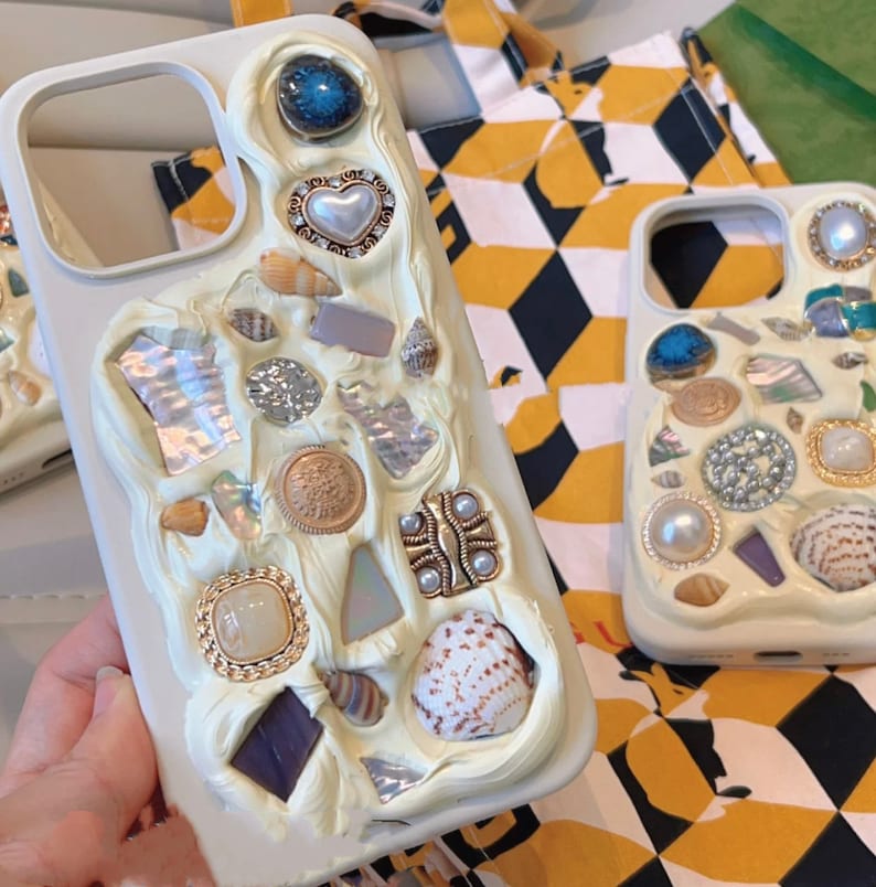 Handmade Pearls and Shell Phone Case Memor Style Decoden - Etsy