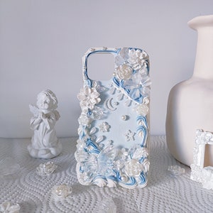 Handmade Light Blue Baroque Style Decoden Phone Case | Gift for Her ...
