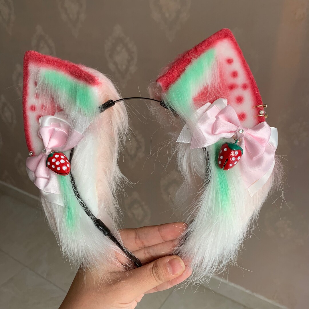 Handmade Strawberry Kitty Cat Ear | Cute Realistic Animal Ear | Gift ...