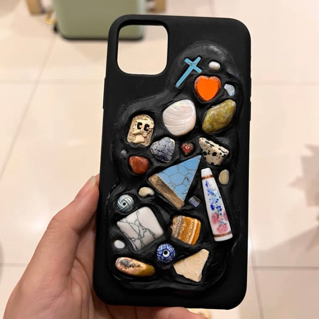 Handmade Shell and Stone Decoden Mosaic Phone Case | Gift for Her ...