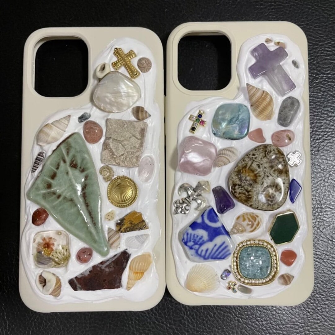 Handmade Stone and Shell Decoden Phone Case | Mosaic Style Decoden ...