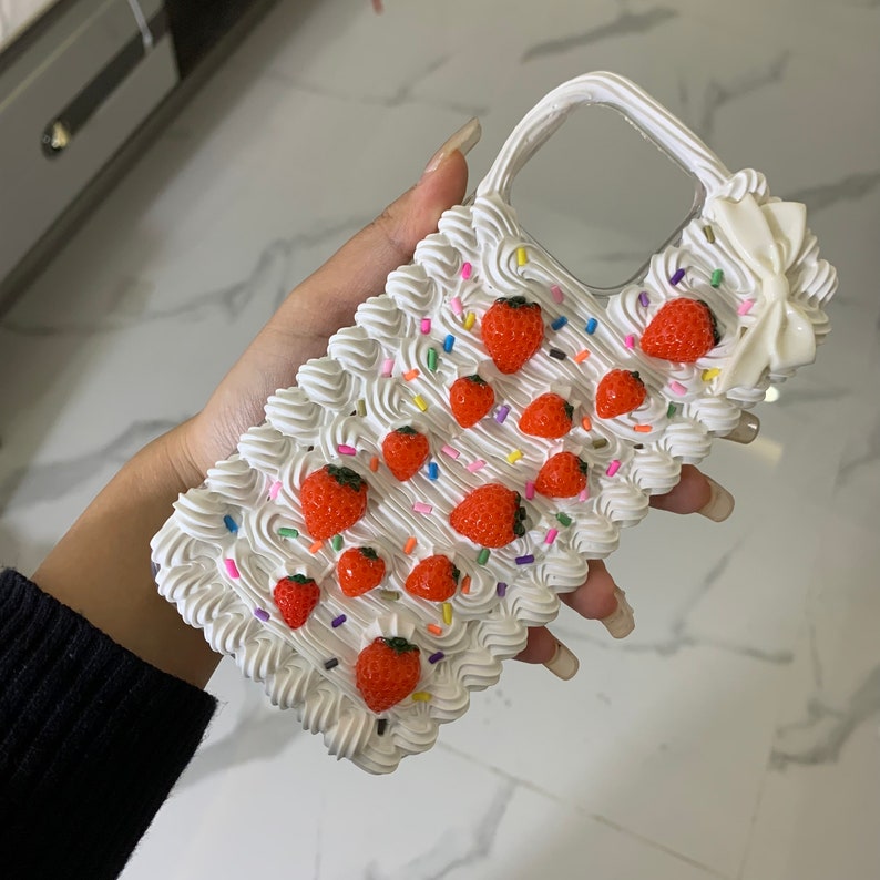 Handmade Delicious Strawberry Cake Decoden Phone Case Gift - Etsy