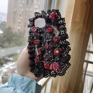 Handmade Gothic Style With Black Lace Decoden Phone Case | Gift for Her ...
