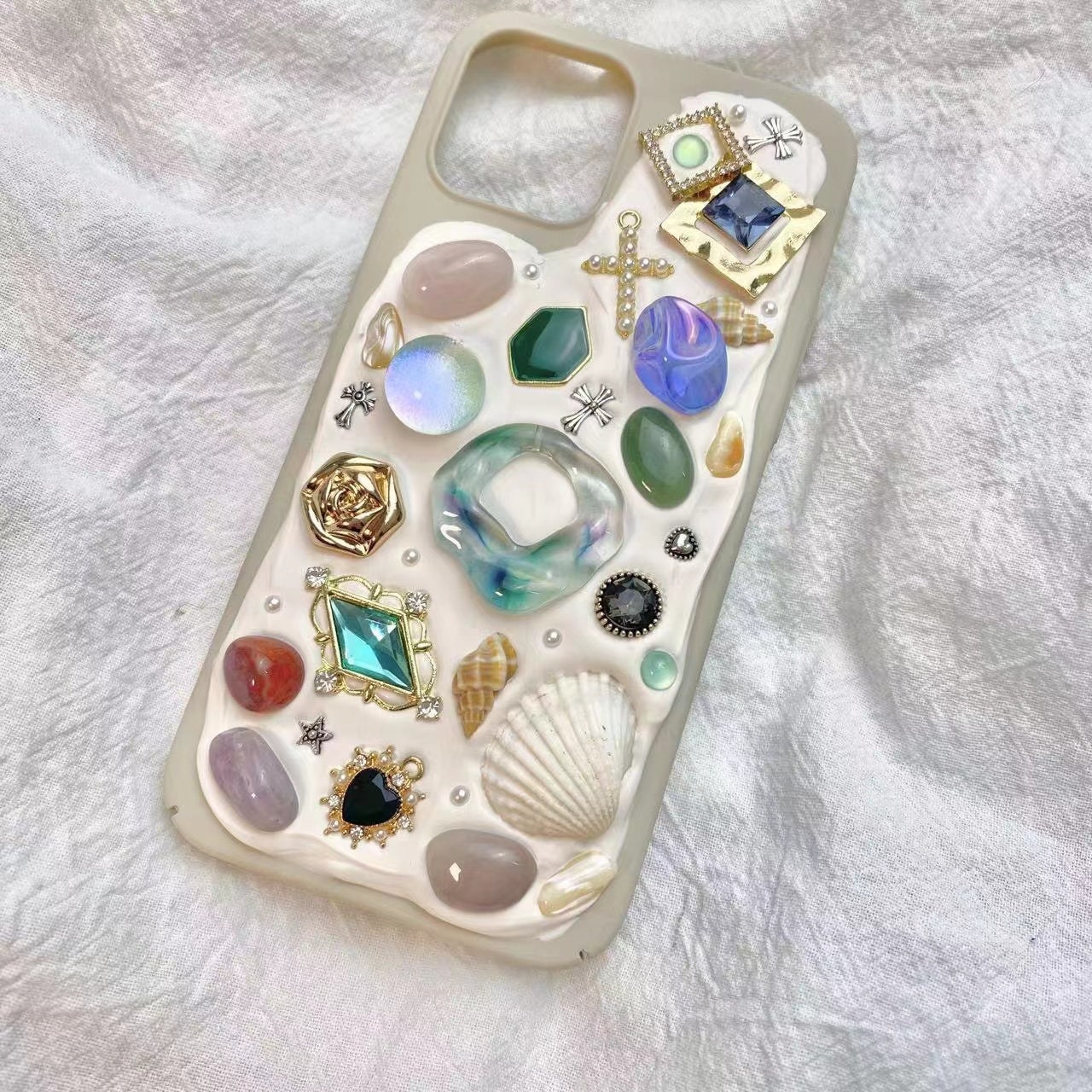 Handmade Shell and Stone Decoden Phone Case | Fashion Design Phone Case ...