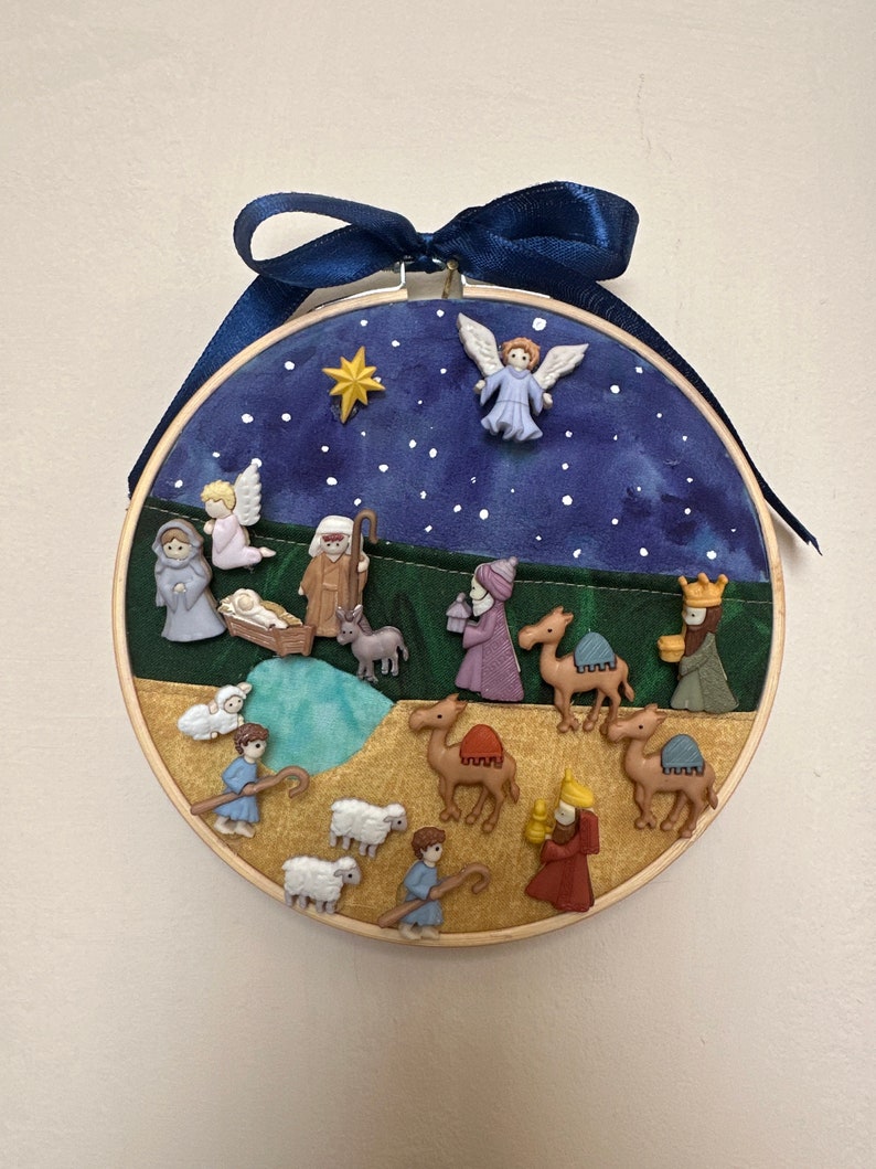 Button Nativity Scene in Hoop - Etsy