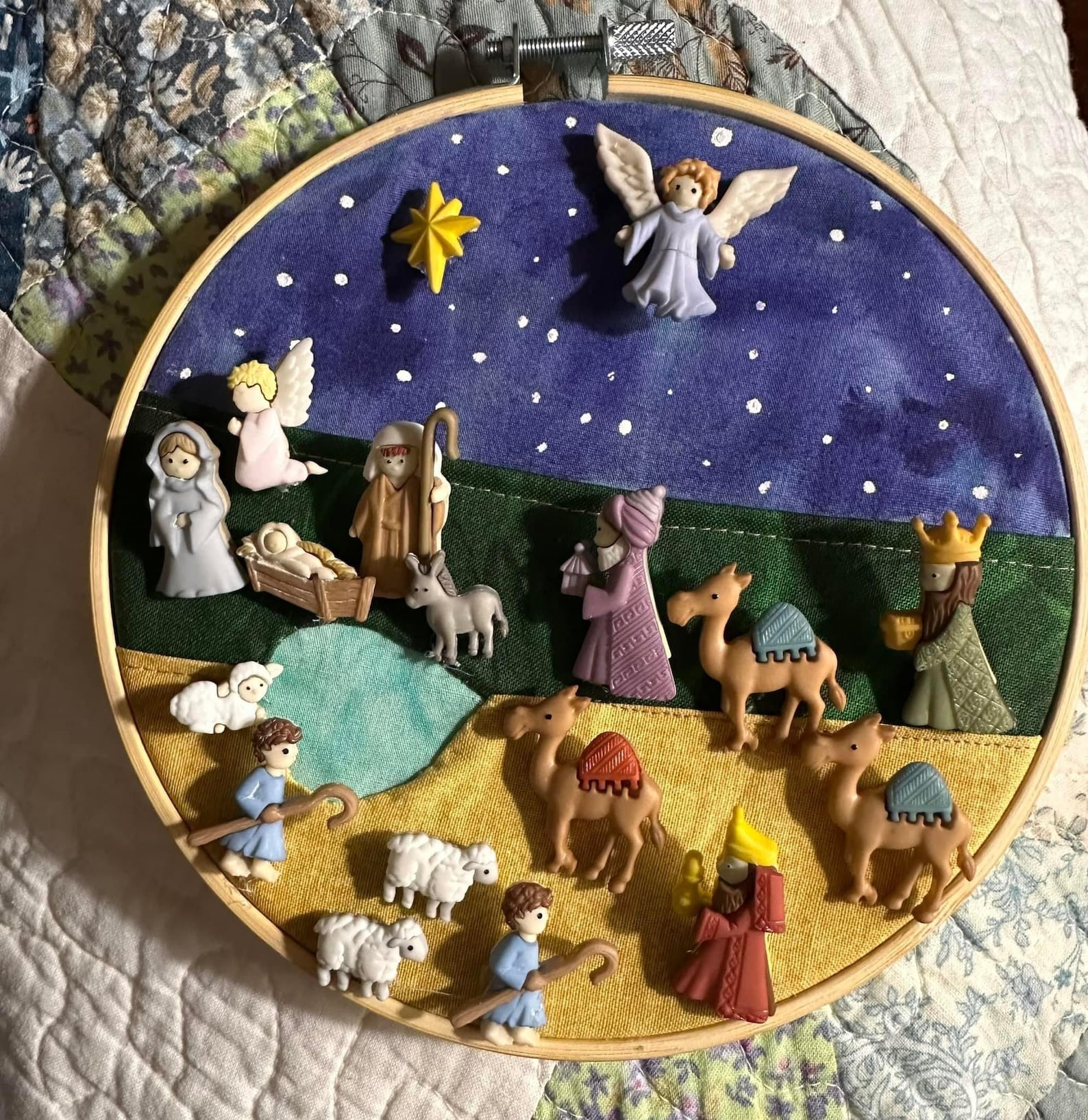 Button Nativity Scene in Hoop - Etsy