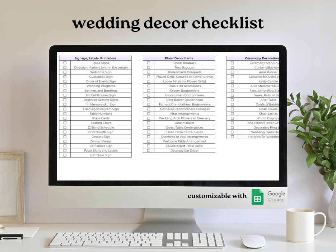 Wedding Decor Checklist | Wedding Reception Decor Checklist | Wedding ...