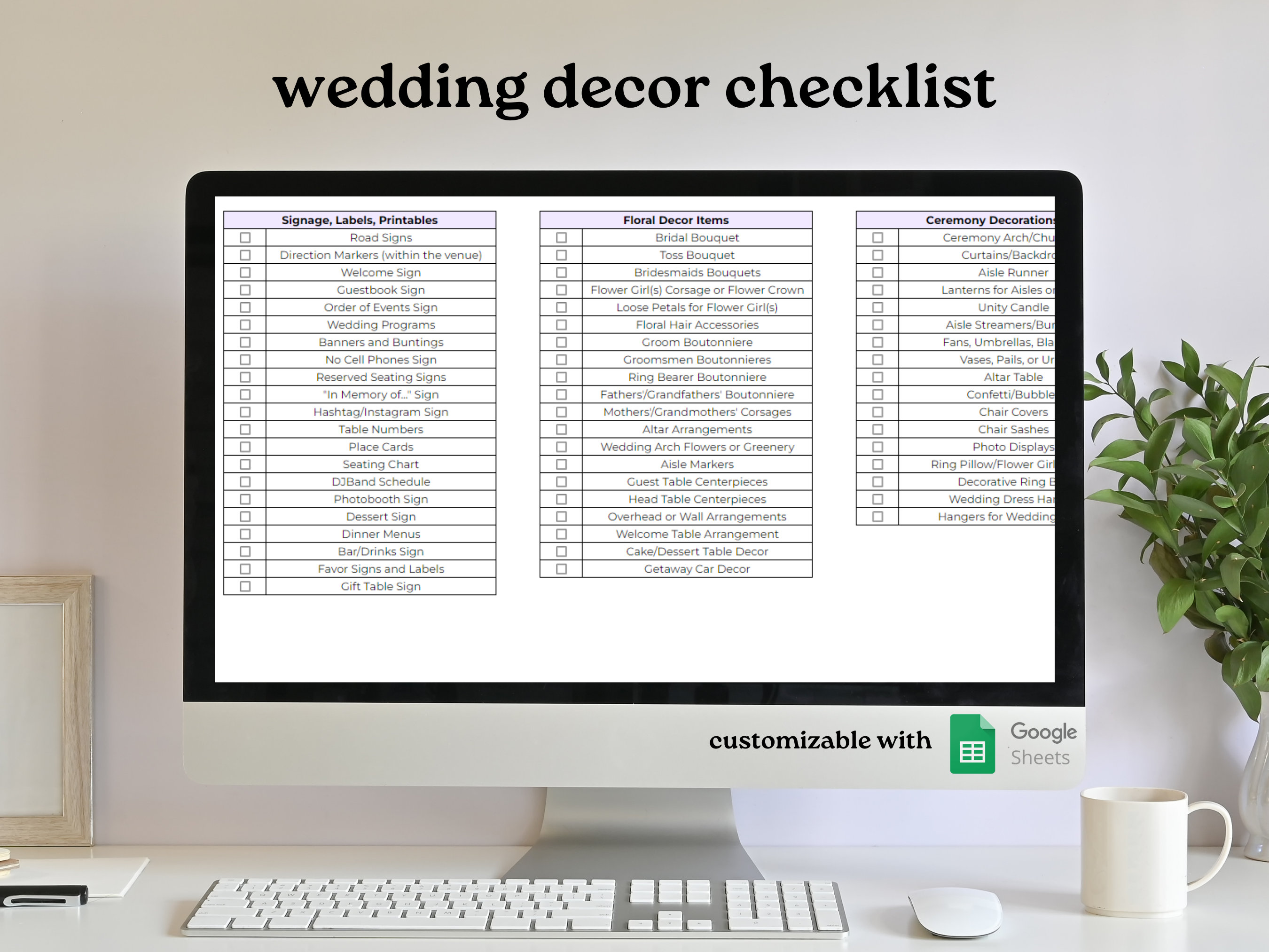 Wedding Decor Checklist | Wedding Reception Decor Checklist | Wedding ...