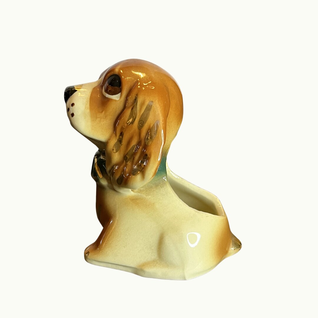 Vintage Ceramic Puppy Dog Planter Blue-collared Puppy With - Etsy