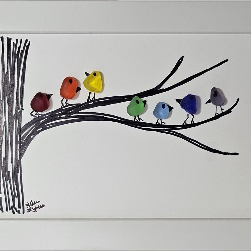 Seaglass Bird Table Decor - Etsy