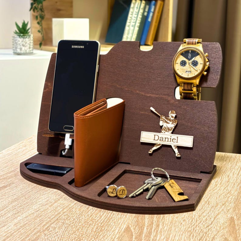 Desk Organizer Gift Personalized Phone Charging Docking Station ...