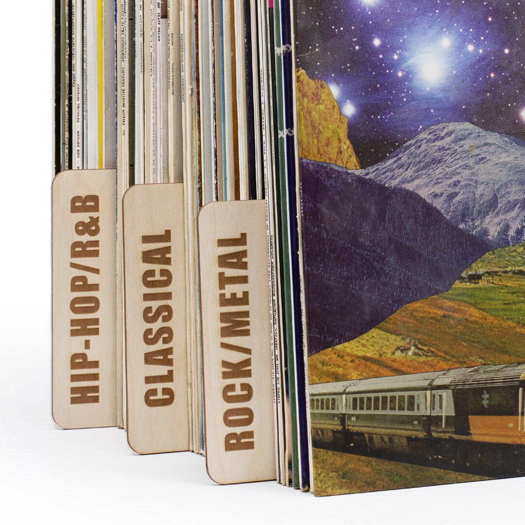 Vinyl Record Genre Separators Divider Organizer Gift for Him Vinyl Lover LP Storage Alphabet ...