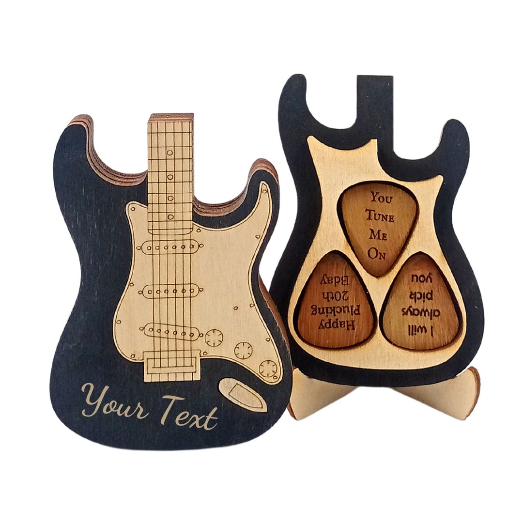Personalized Guitar Pick Box Christmas Gift for Him Boyfriend Handmade ...