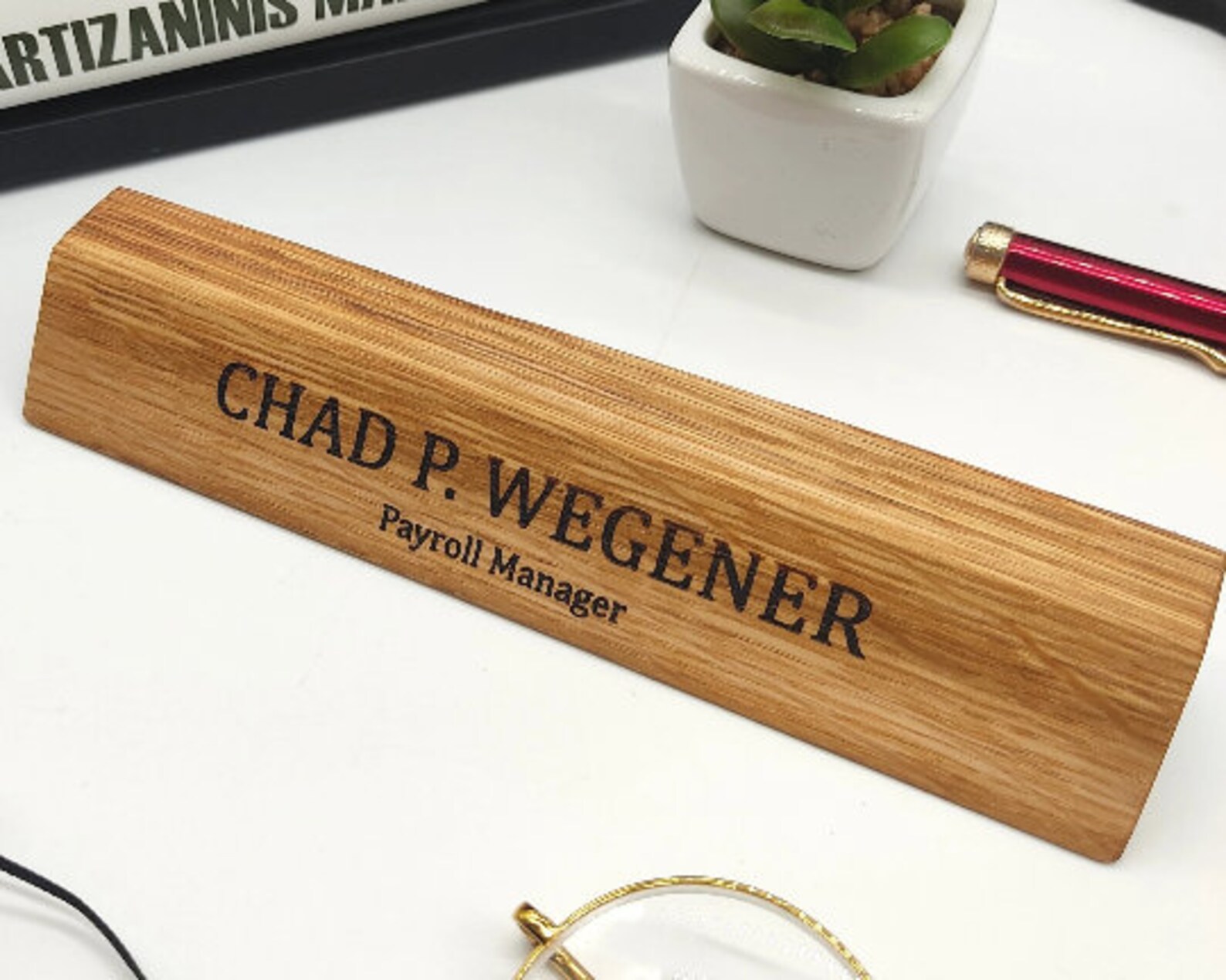 Wooden Desk Nameplate Personalised Coworker Holiday Christmas - Etsy