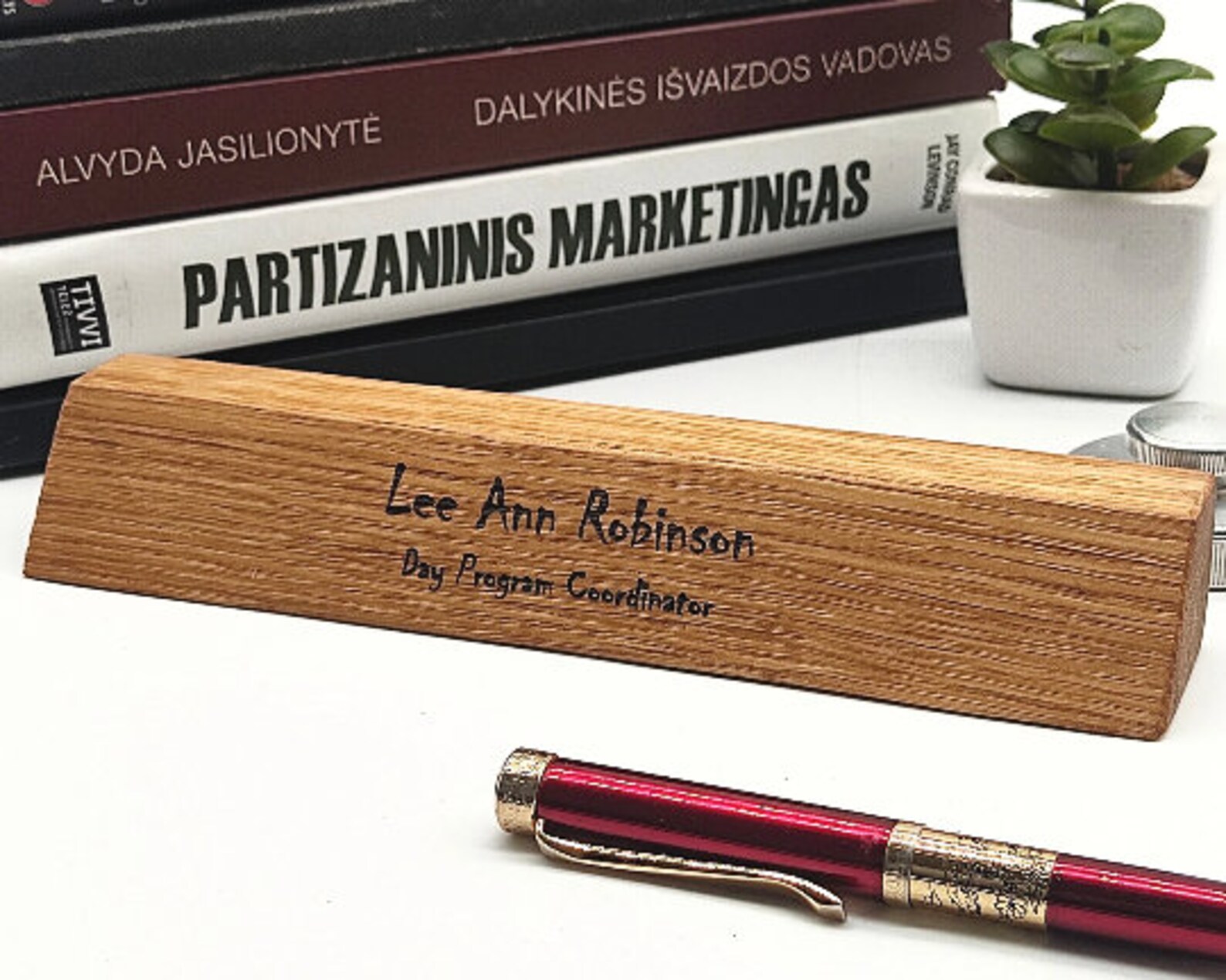Wooden Desk Nameplate Personalised Coworker Holiday Christmas - Etsy