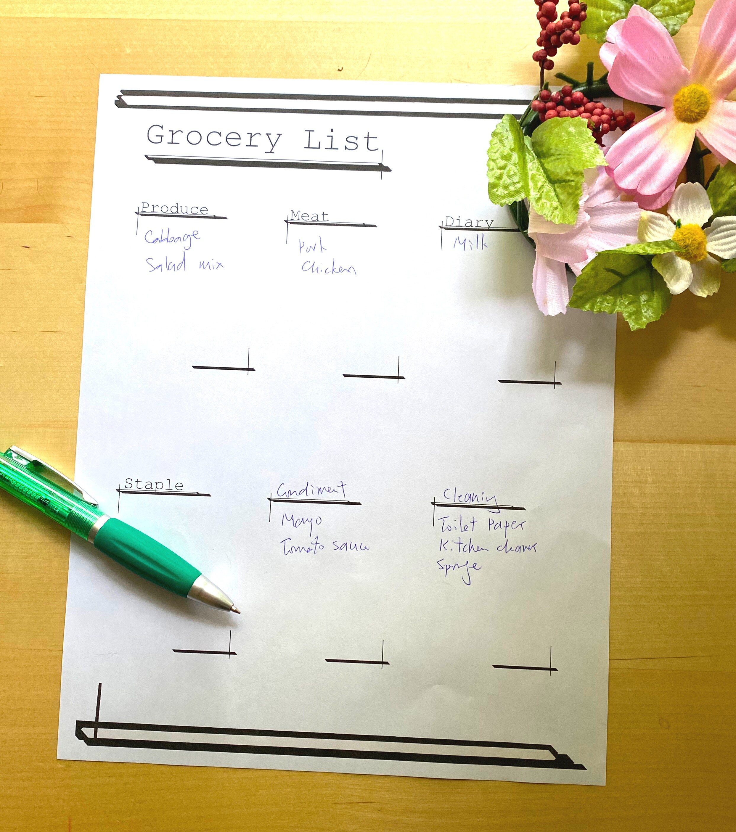 Printable Grocery List Shopping Planner Template in A5, Letter, and A4 ...