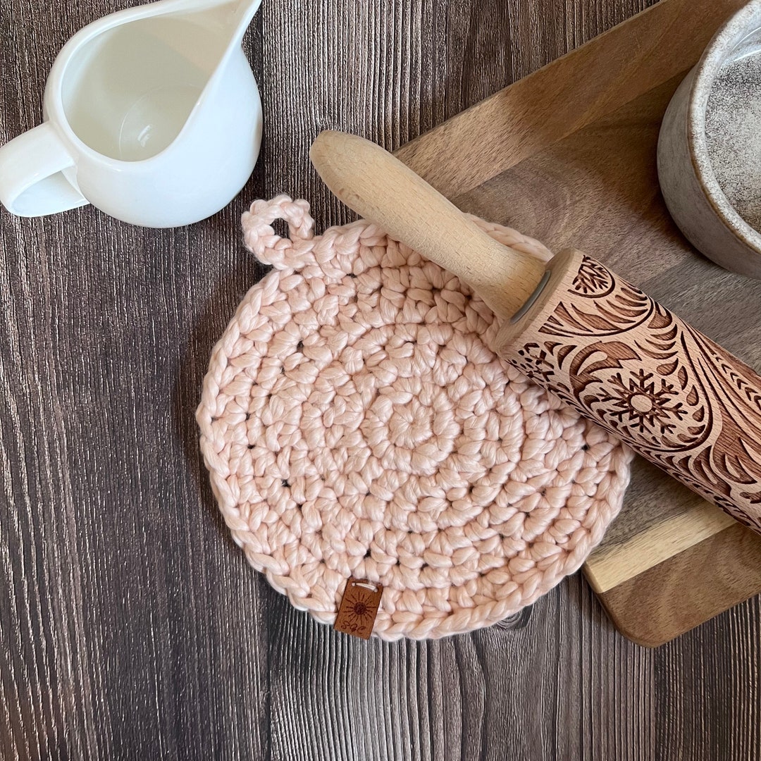 Set of 2 Pink Soft Cotton Pot Holders, Round Thick Pot Holders ...