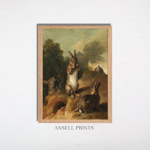 Vintage Rabbit Print - Etsy
