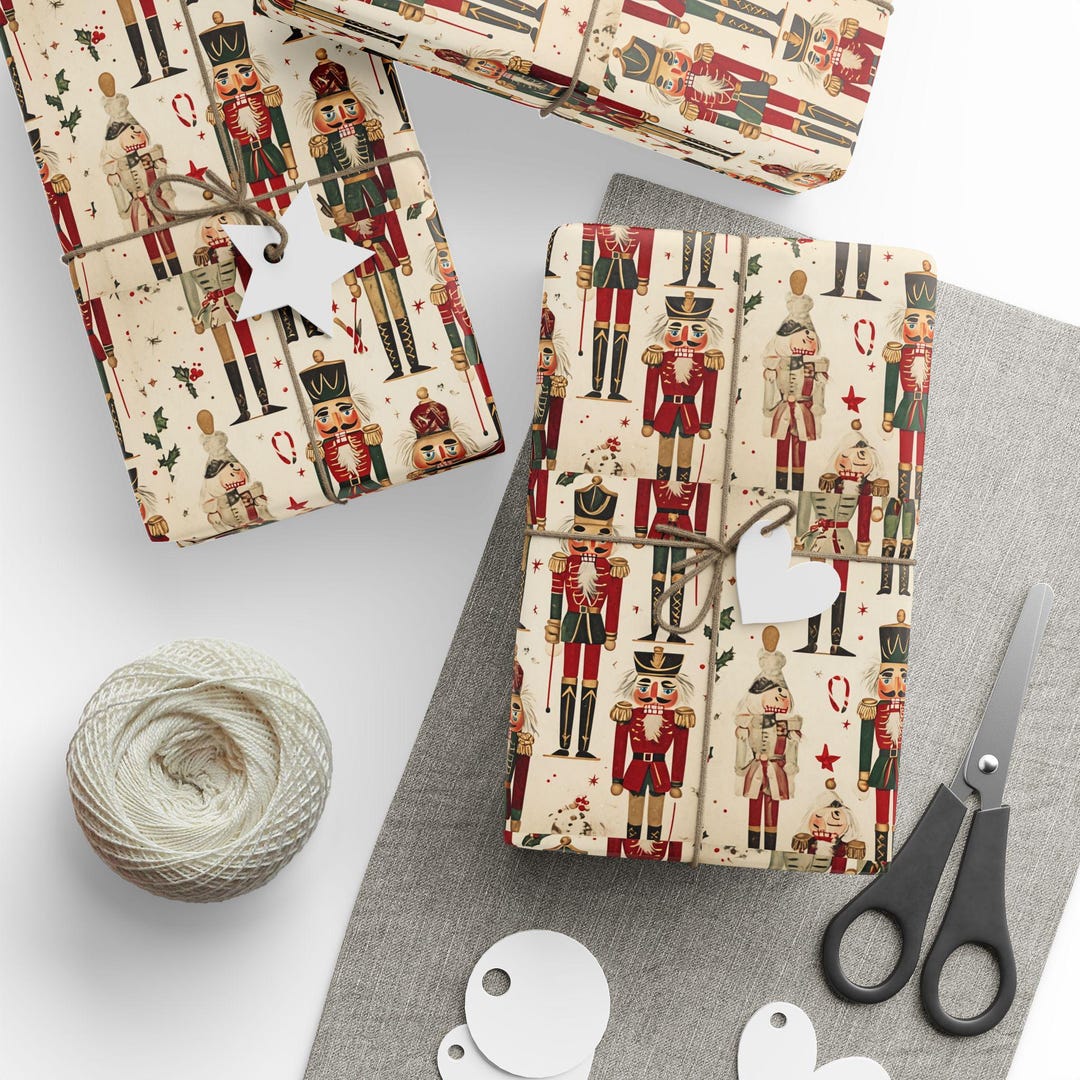 Christmas Wrapping Paper, Vintage Wrapping Paper, Nutcracker Wrapping ...