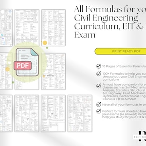 Civil Engineer Student Engineering Formulas Civil Engineer Gifts Cheat ...