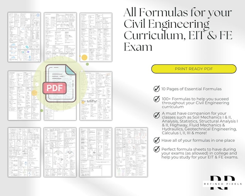 Civil Engineer Student Engineering Formulas Civil Engineer Gifts Cheat ...