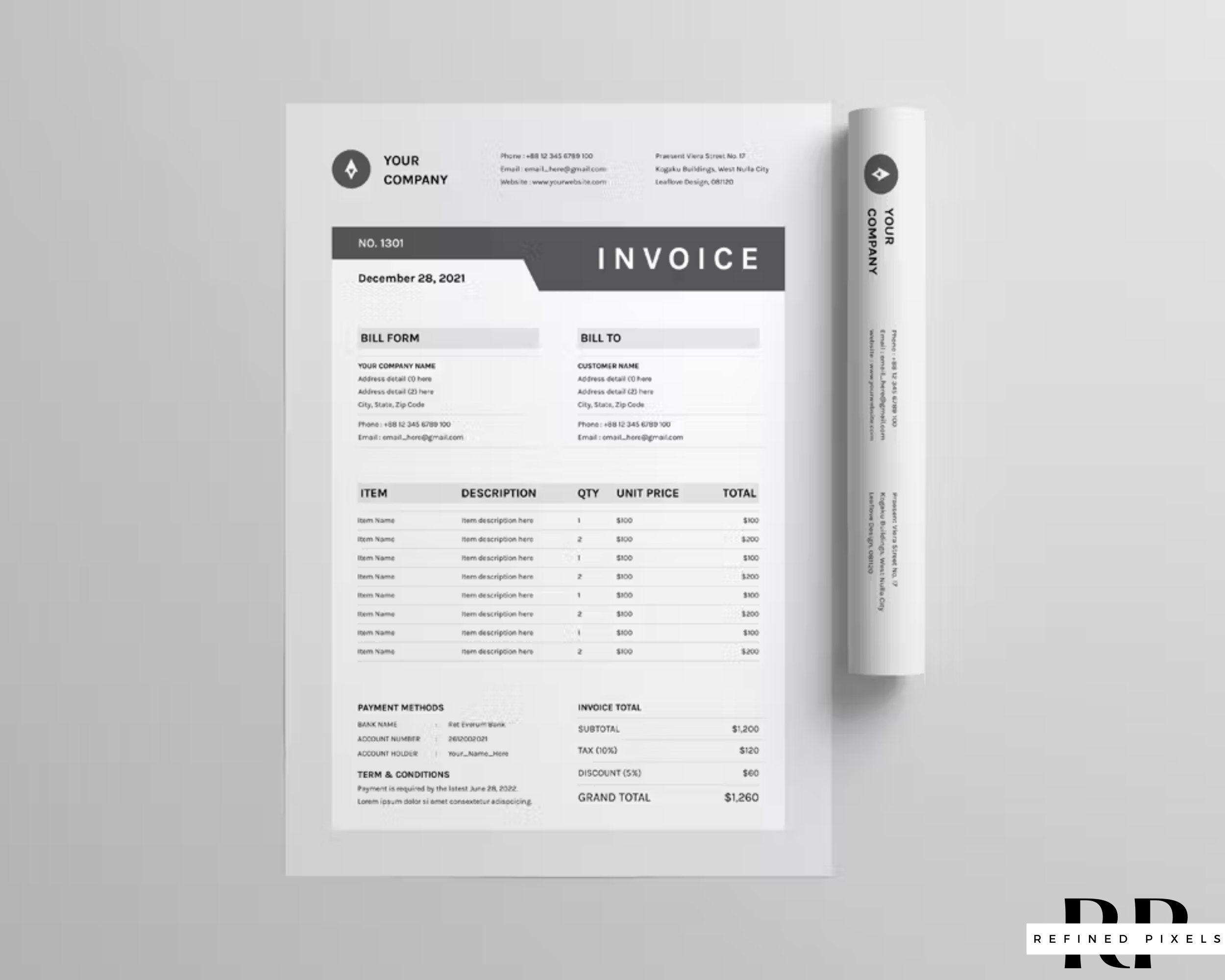 Indesign Template Invoice Template Editable Invoice Template Form ...