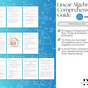 Linear Algebra Algebra Cheat Sheet Linear Algebra Formulas Worksheet ...