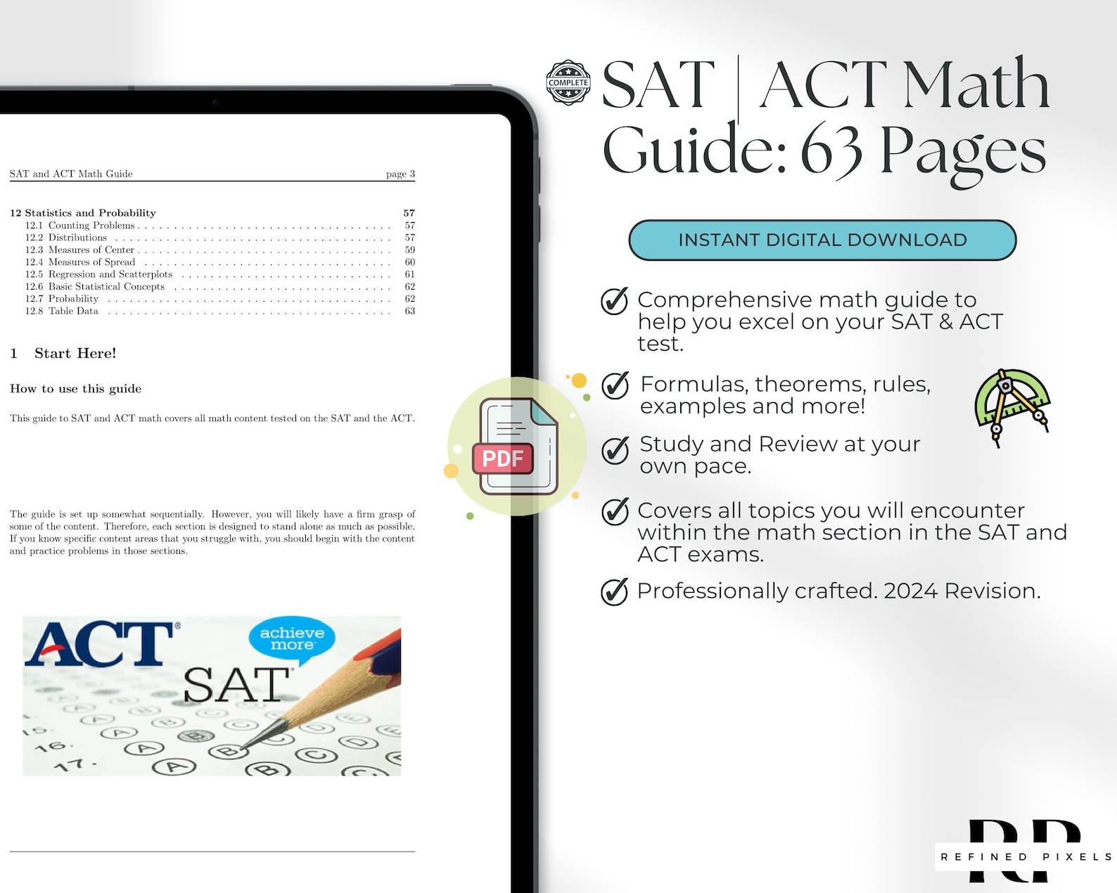SAT Prep ACT Test Act Worksheets Sat Test Math Exam Study Guide Algebra ...