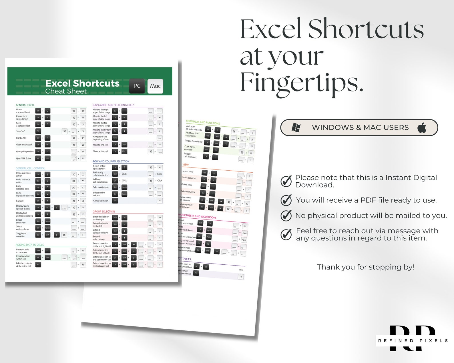 Excel Shortcuts for Windows Excel Shortcuts for Mac Excel Super ...