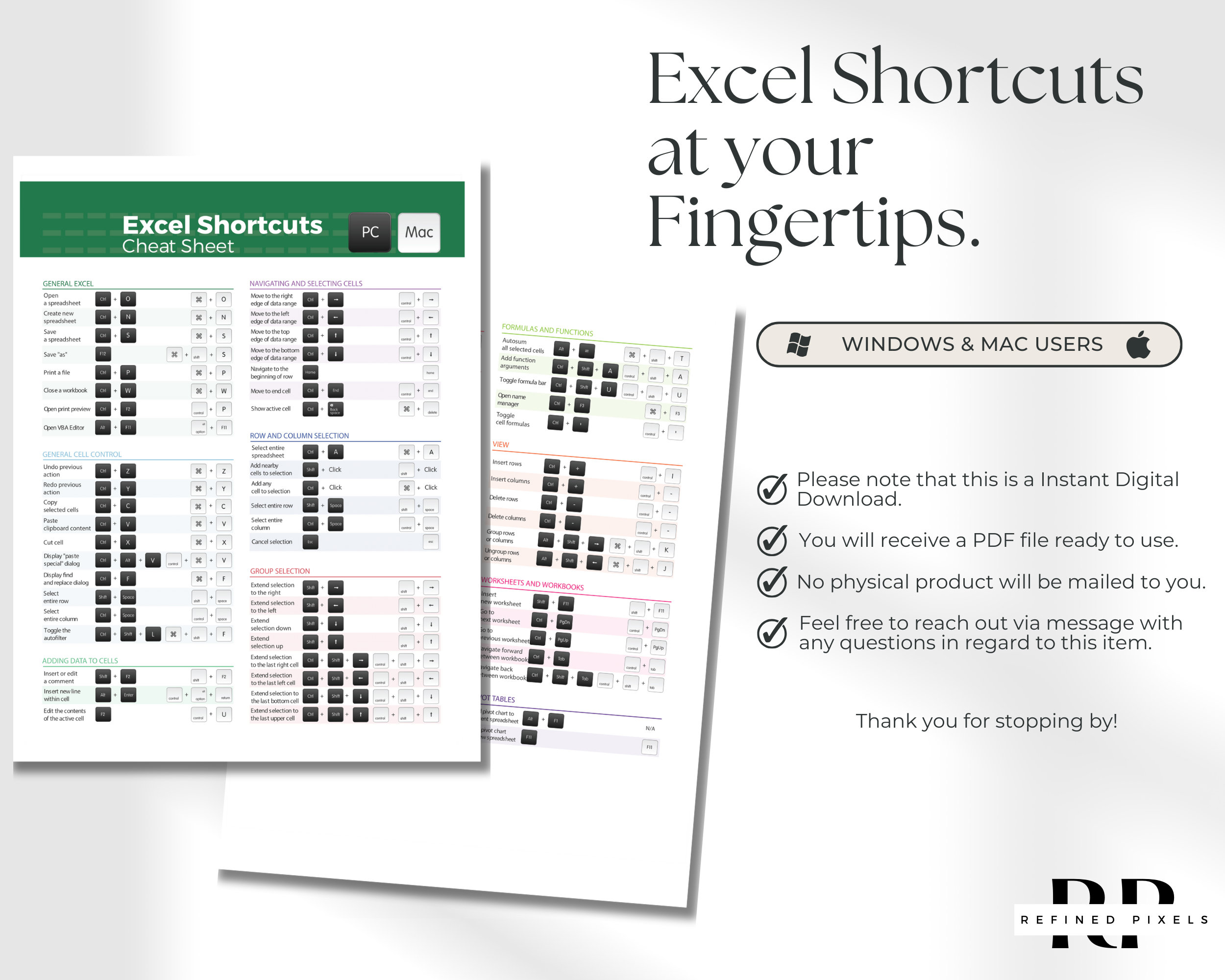 Excel Shortcuts for Windows Excel Shortcuts for Mac Excel Super ...