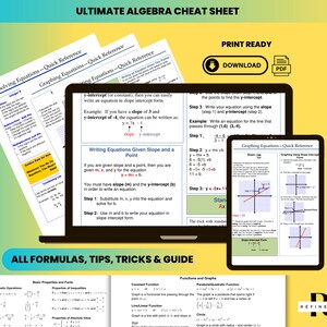 Algebra Cheat Sheet Template Learning Mathematics Study Material Math ...