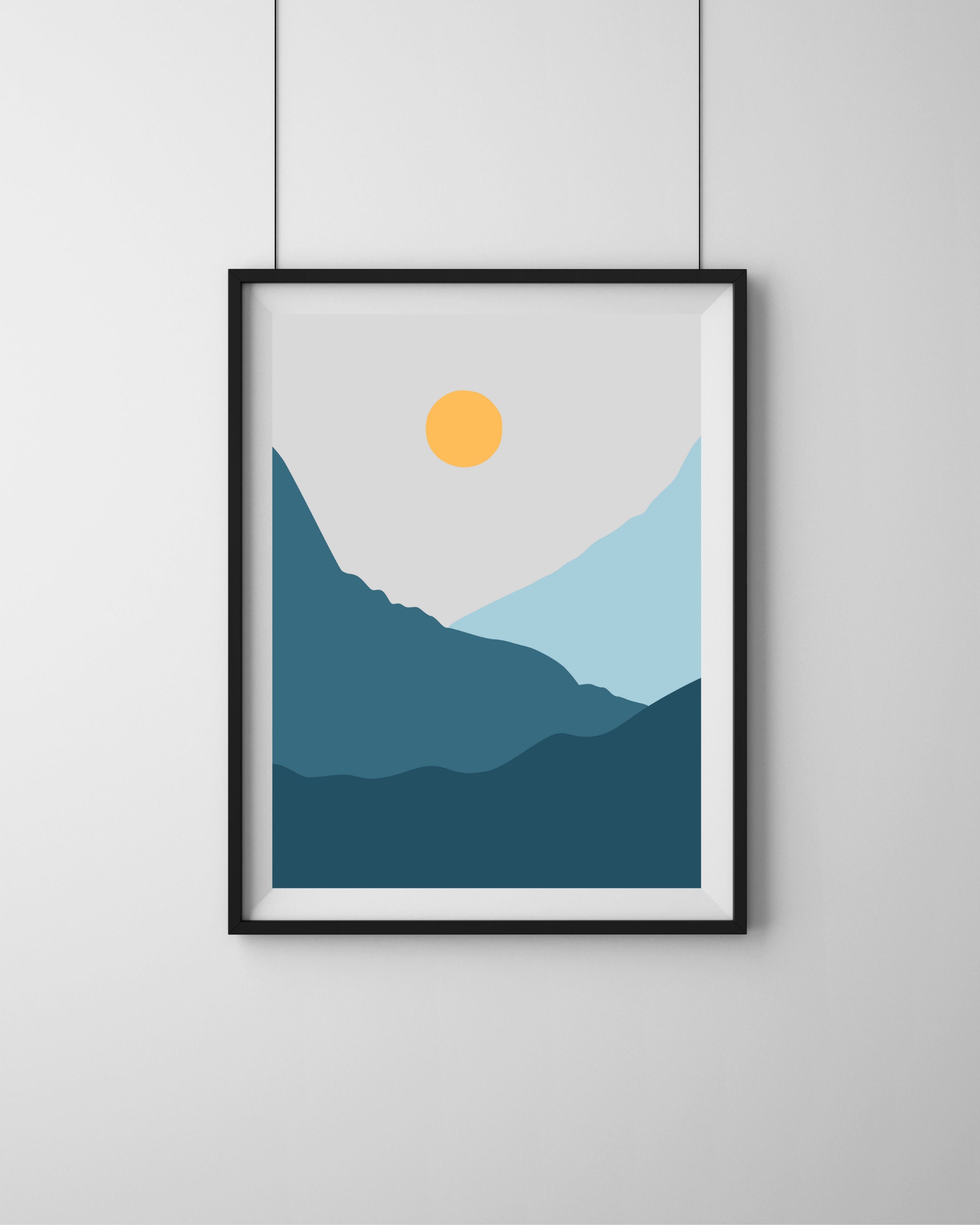 Blue Mountain Wall Art Abstract Mountain Print Landscape - Etsy