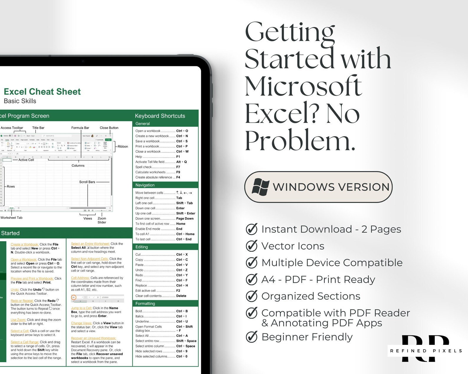 Excel Shortcuts for Windows Excel Shortcut Windows Excel PC Formulas ...