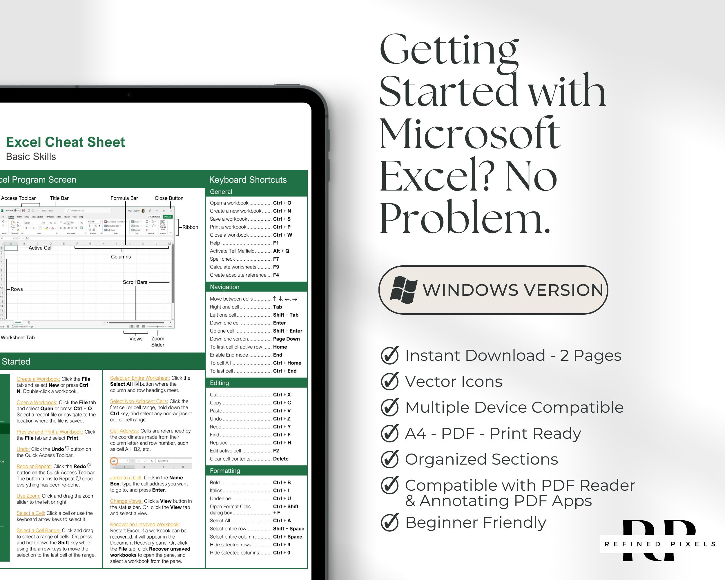 Excel Shortcuts for Windows Excel Shortcut Windows Excel PC Formulas ...