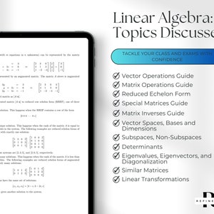 Linear Algebra Algebra Cheat Sheet Linear Algebra Formulas Worksheet ...