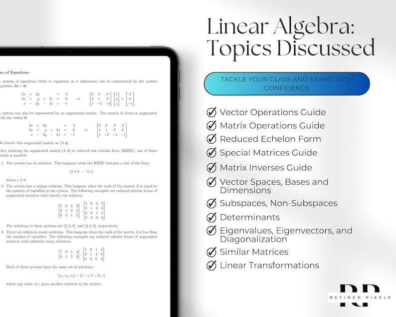 Linear Algebra Algebra Cheat Sheet Linear Algebra Formulas Worksheet ...