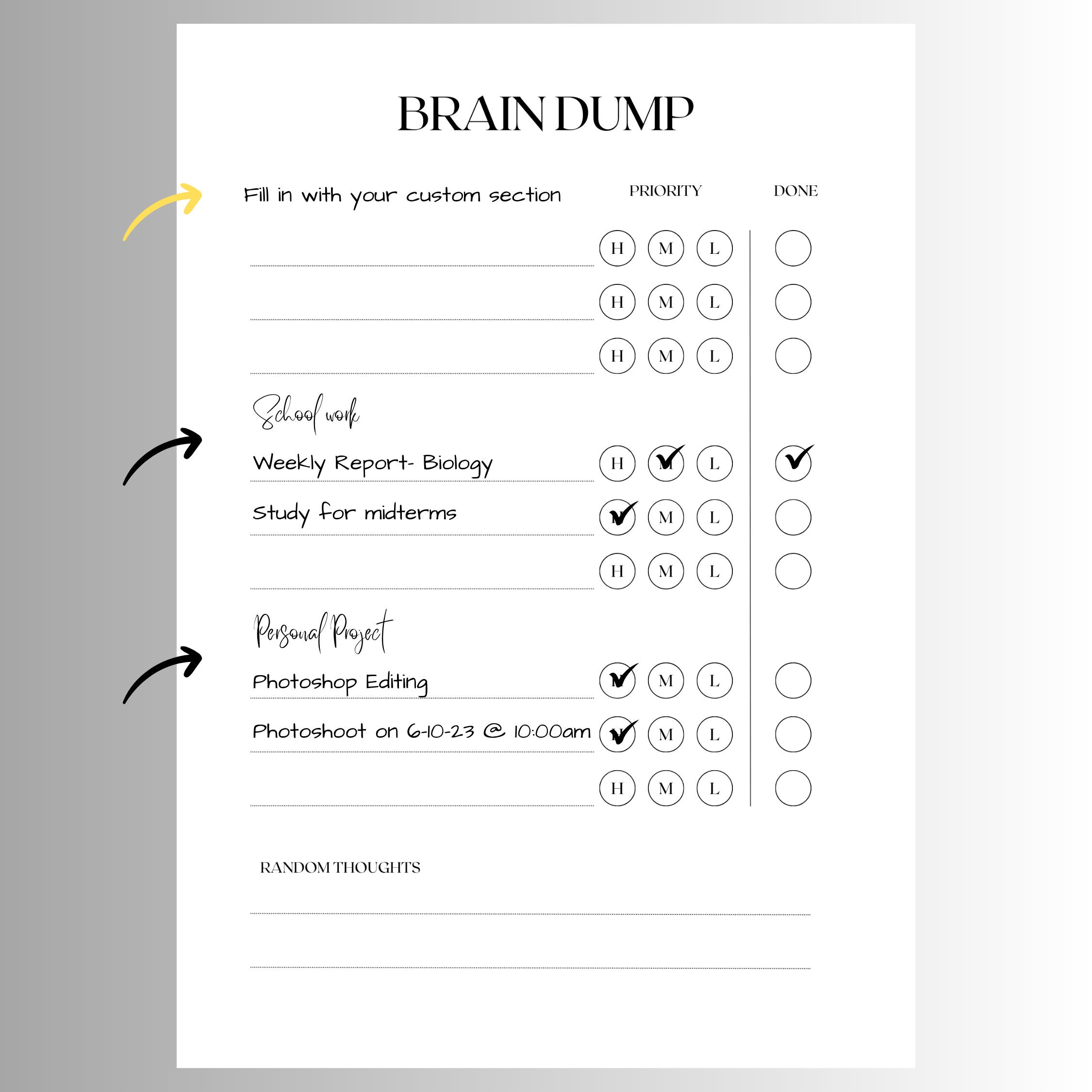 Brain Dump Worksheets Adhd Brain Dump Brain Dump Trigger Brain Dump ...